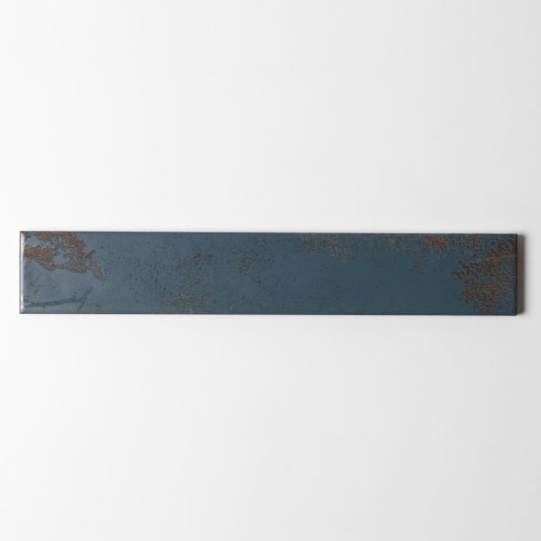 CRUZ BAY STUDIO Rural 2 in. x 12 in. Slate Blue Satin Ceramic Subway ...