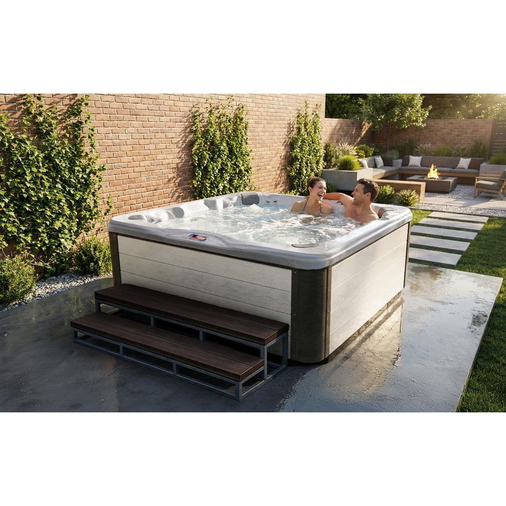 American Spas 7-Person 56-Jet 240-Volt Premium Acrylic Bench Spa ...