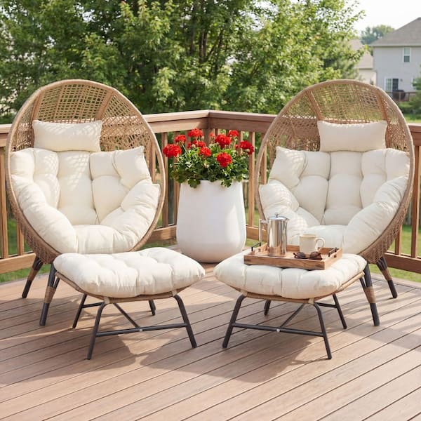 Reviews for FINCATI PE Wicker Indoor/Outdoor Lounge Egg Chair with Dark ...