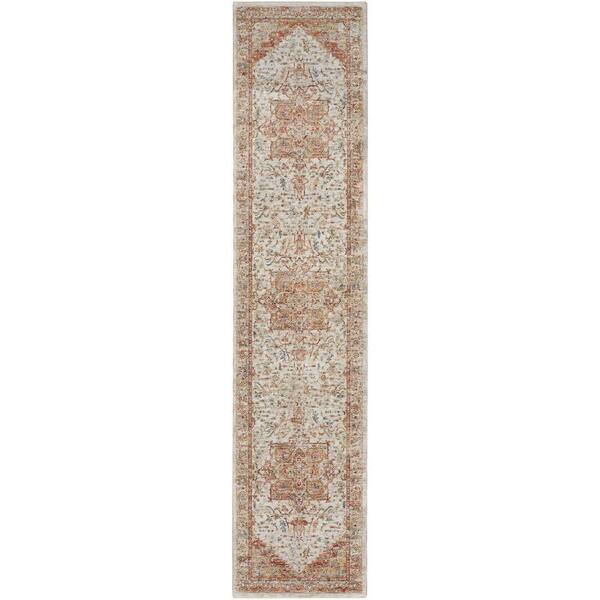 Nourison Sahar Ivory Rust 2 ft. x 10 ft. All-Over Design Traditional ...