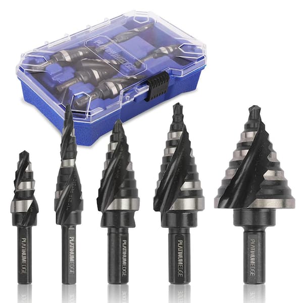 MYWISH Titanium-Plated High Speed Steel Step Drill Bit Set with Case (5 ...