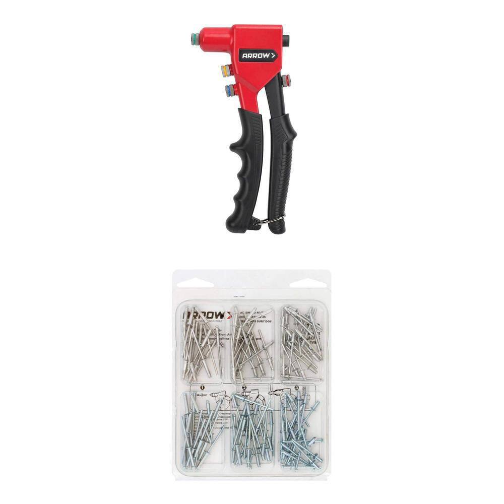 Arrow One Hand Rivet Tool and Rivet Kit (120-Piece) Combo - The Home Depot