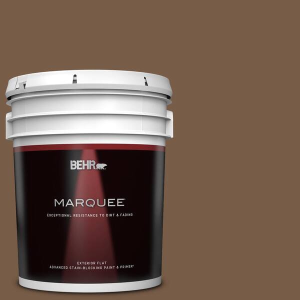 BEHR MARQUEE 5 gal. #N250-7 Mission Brown Flat Exterior Paint & Primer ...