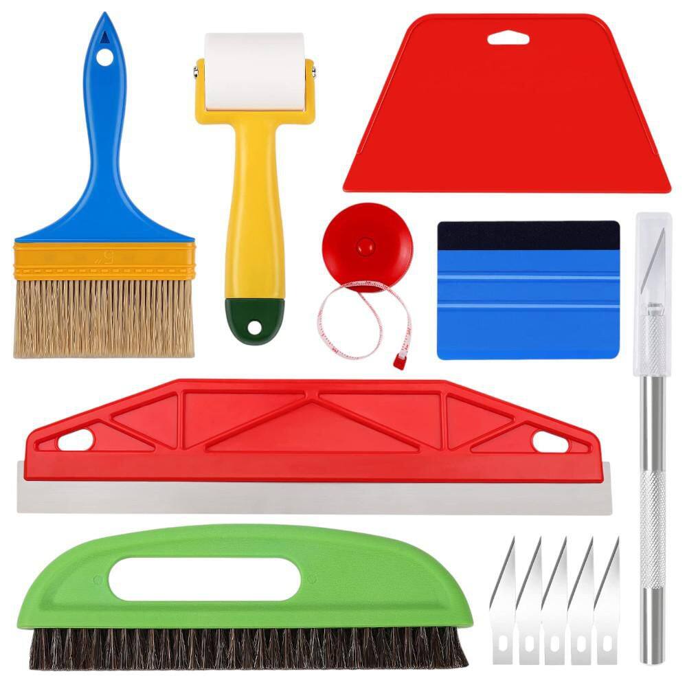 3-Piece Wallpaper Tool Kit with Squeegee Smoother, Seam Roller, and ...