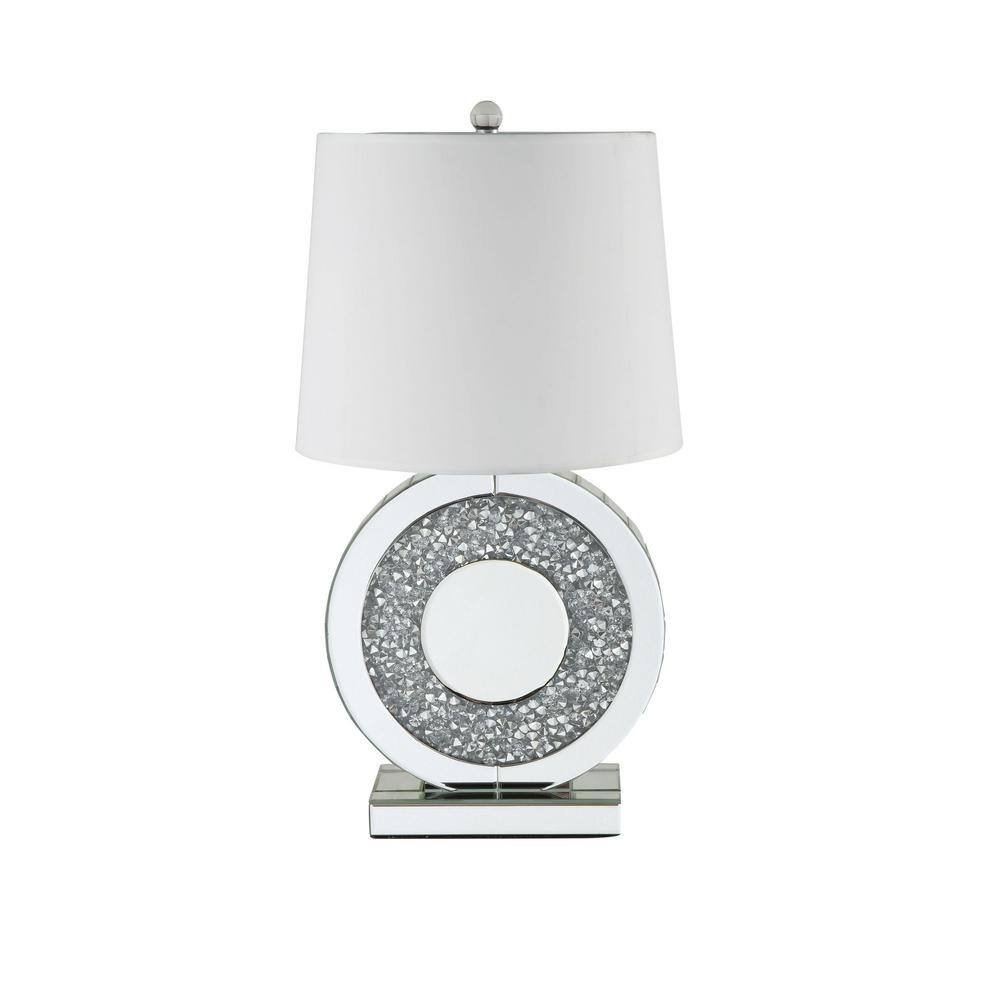 Jushua 1- Light 27 in. Round Mirrored Faux Stones Table Lamp, Bedside ...
