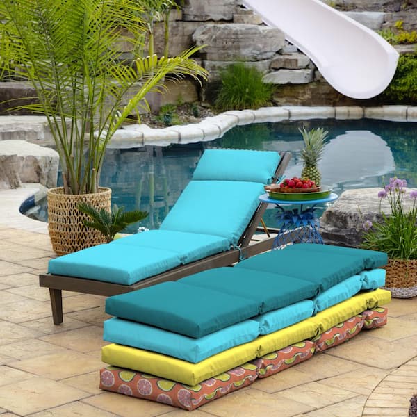ARDEN 21 in. x 72 in. Outdoor Chaise Lounge Cushion in Pool Blue Leala ZM0F856B D9Z1 The Home Depot