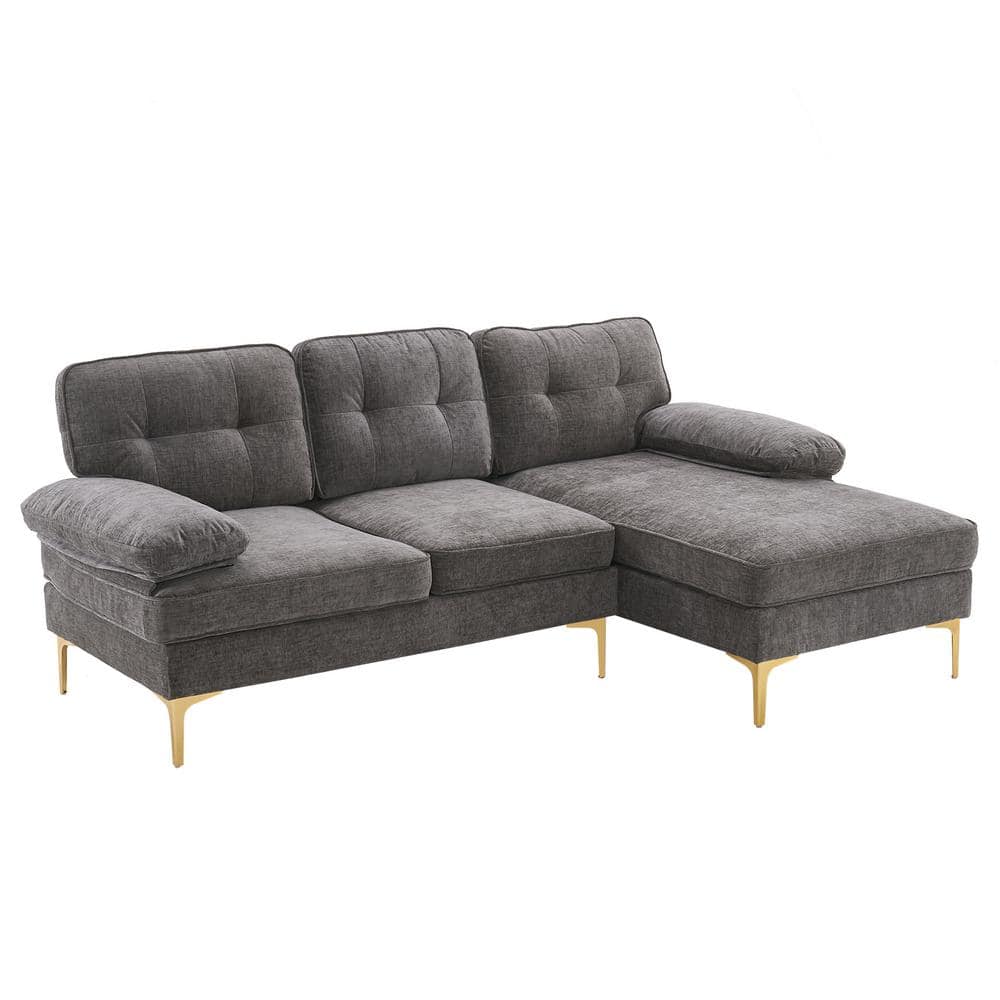 Outopee 83 in. Square Arm 3-Seater Sofa in Dark Gray 303031709776 - The ...