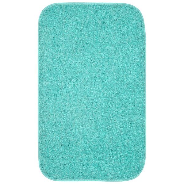 Garland Rug Gramercy 24 in. x 40 in. Sea Foam Green Solid Color Plush ...