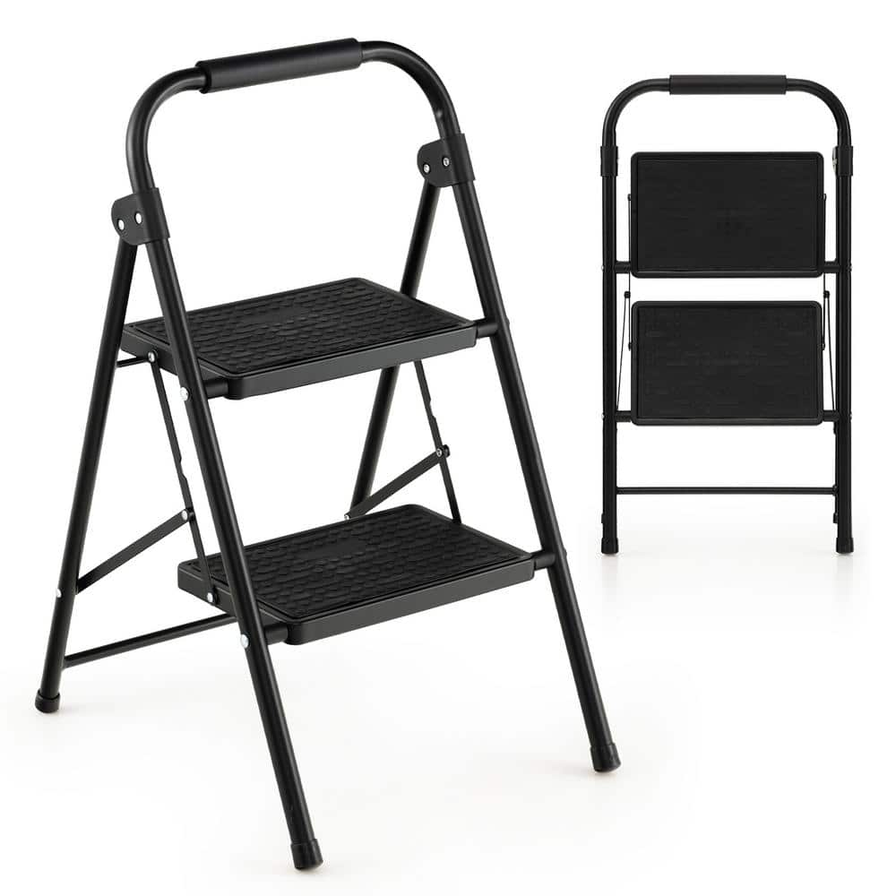 WELLFOR 2-Step 10 ft. Reach Steel Step Stool, 330 lbs. Load Capacity TJ ...