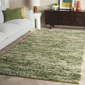 SAFAVIEH Natura 9 ft. x 12 ft. Green/Ivory Textured Solid Area Rug ...