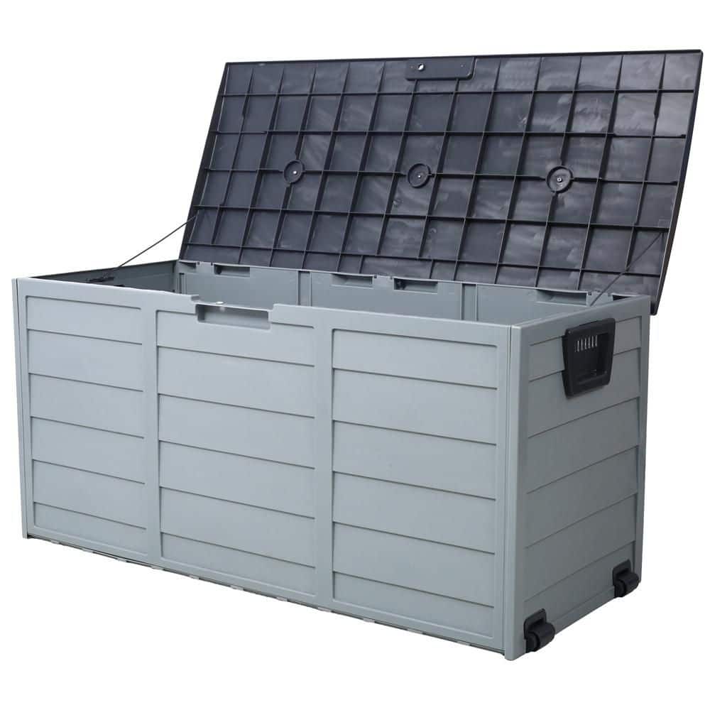 Outdoor Storage Box, 75 Gal. Lockable Resin Deck Box with Waterproof ...