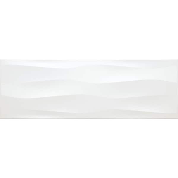 EMSER TILE Artwork Pearl Wave 11.81 in. x 35.43 in. Ceramic Wall Tile ...