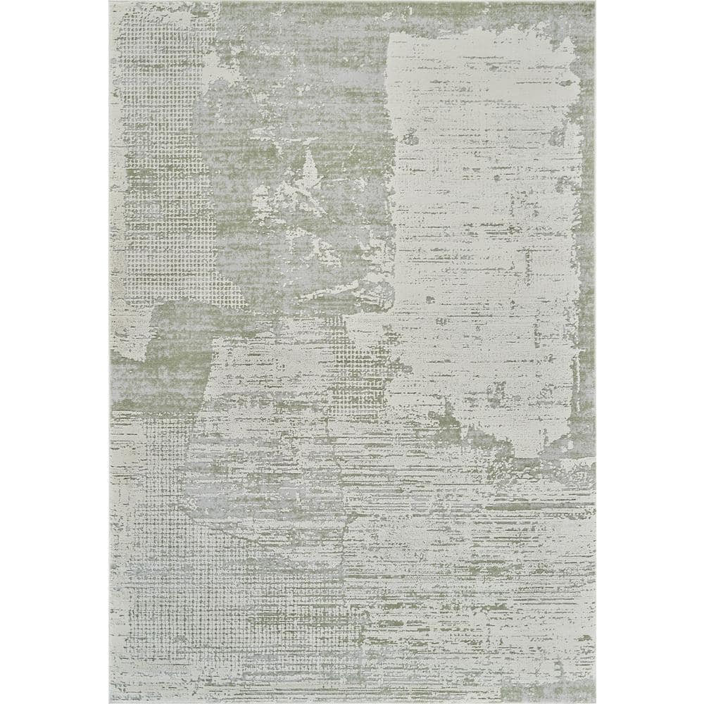 Rug Branch Nomad Green Beige 4 ft. x 6 ft. Modern Abstract Indoor Area ...
