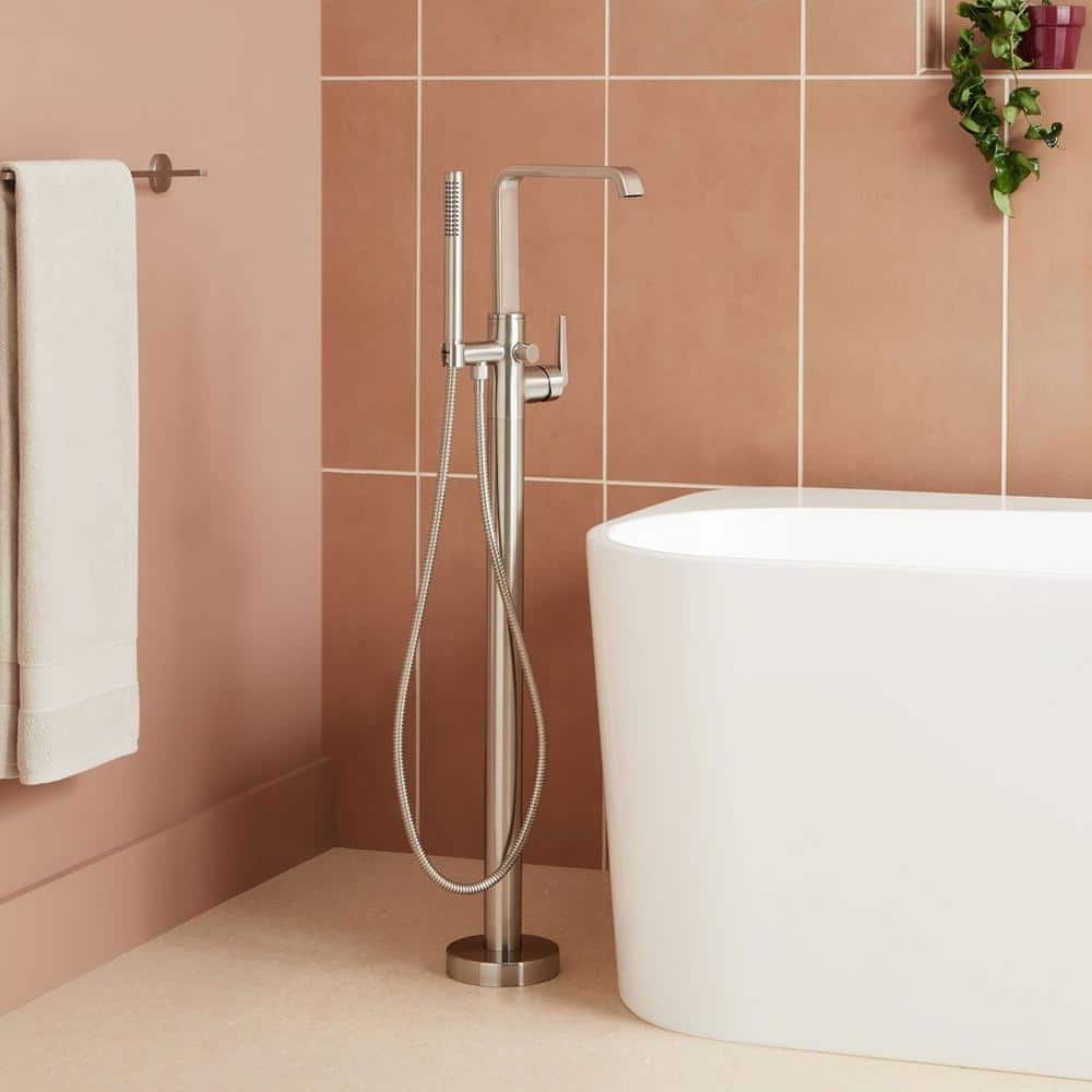 SIGNATURE HARDWARE Drea Single-Handle Floor Mounted Roman Tub Faucet in ...