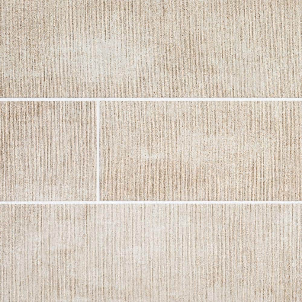 Jeffrey Court Cambric Beige 4 in. x 16 in. Textured Subway Ceramic Wall ...