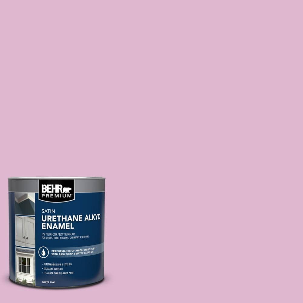 BEHR PREMIUM 1 qt. #M120-3 Pink Wink Satin Enamel Urethane Alkyd ...