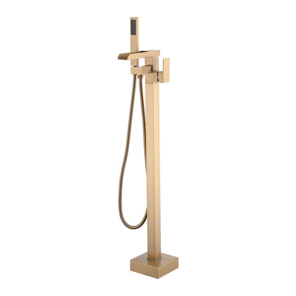 PROOX 2-Handle Floor Mount Floor Mount Claw Foot Tub Faucet with Hand ...