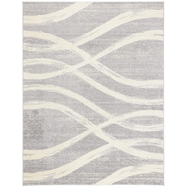 Dark Gray Polypropylene 6 ft. x 9 ft. Oriental Indoor Area Rug A46A1 ...