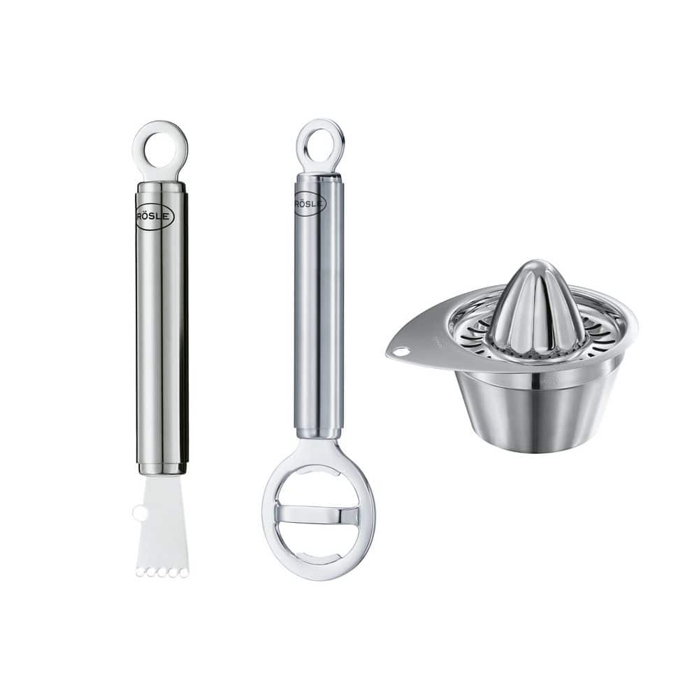 Rosle Stainless Steel Bar Utensil Set 3 pcs - Zester, Bottle Opener ...
