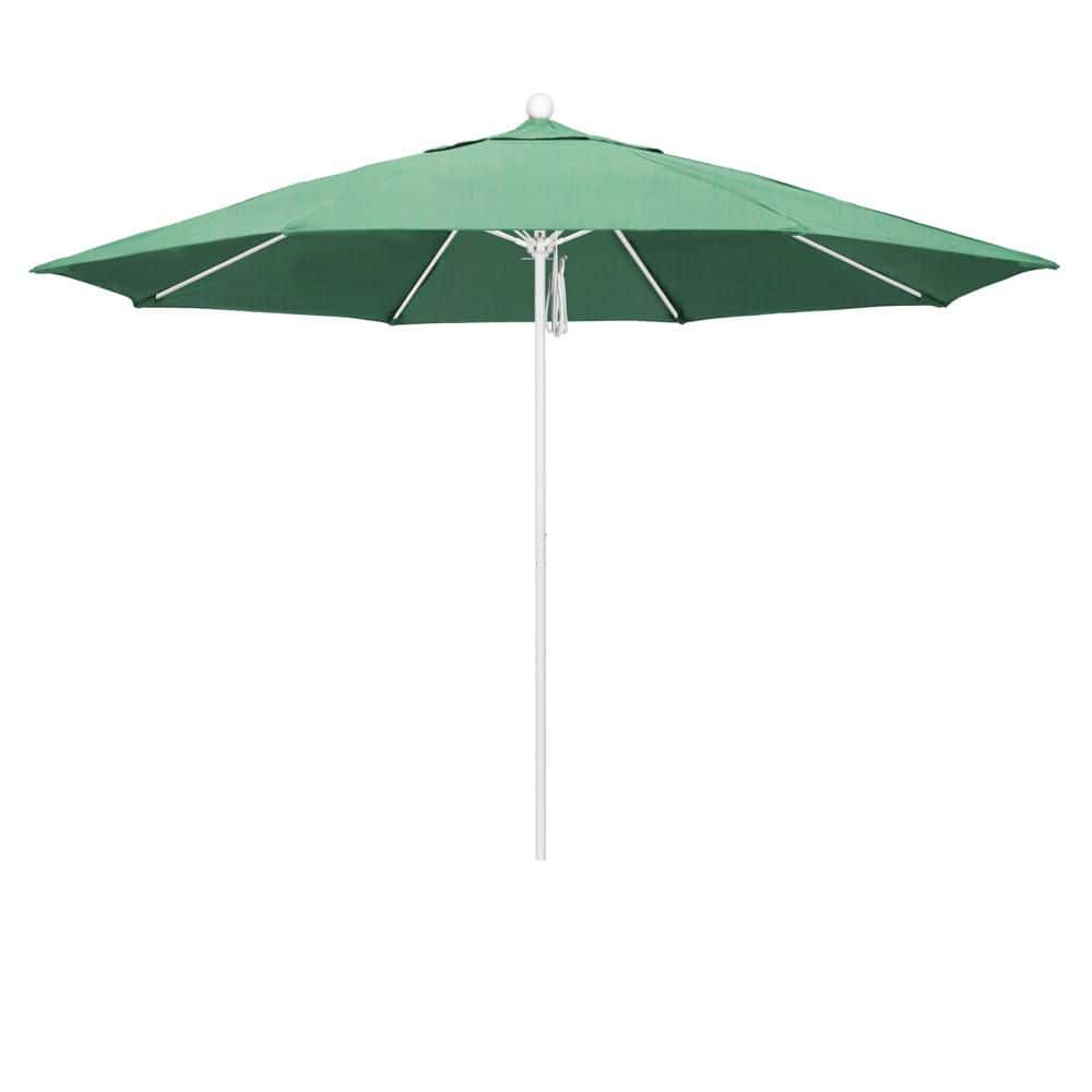 California Umbrella 11 ft. Matted White Aluminum Market Patio Umbrella ...