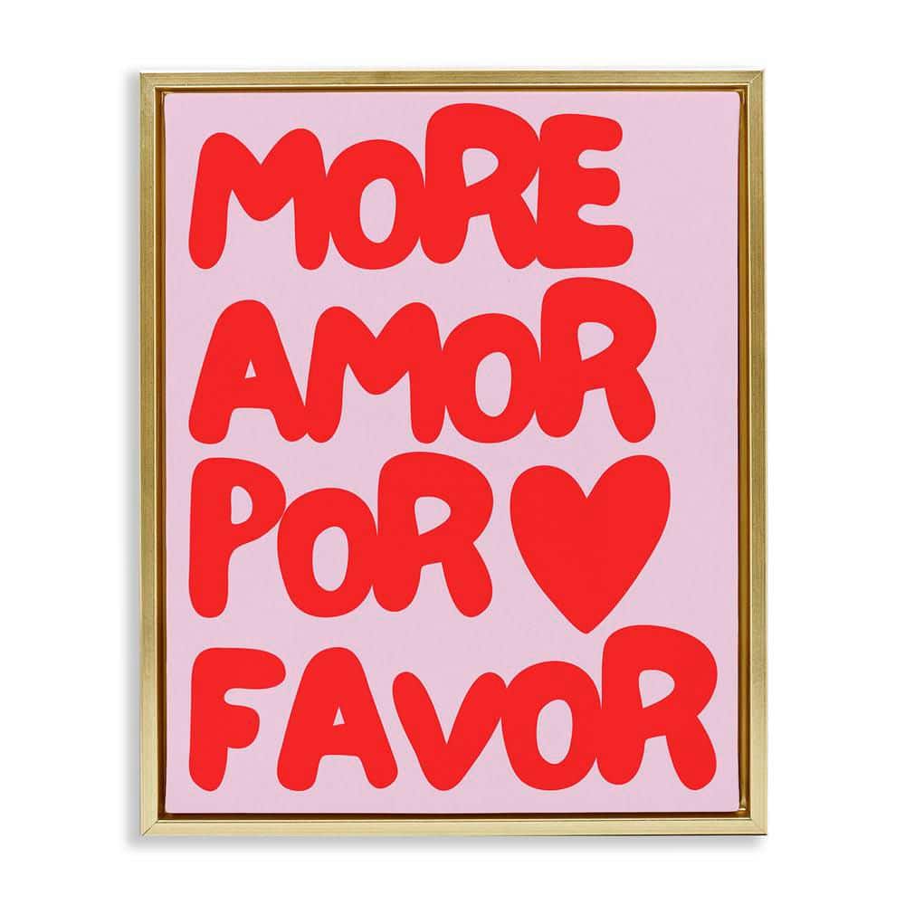 Stupell Industries Red and Pink More Amor by House of Lulu Gold Floater ...