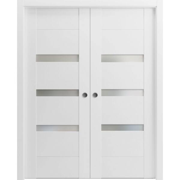 Sartodoors 24 in. x 80 in. 1 Panel White Finished MDF Sliding Door with ...