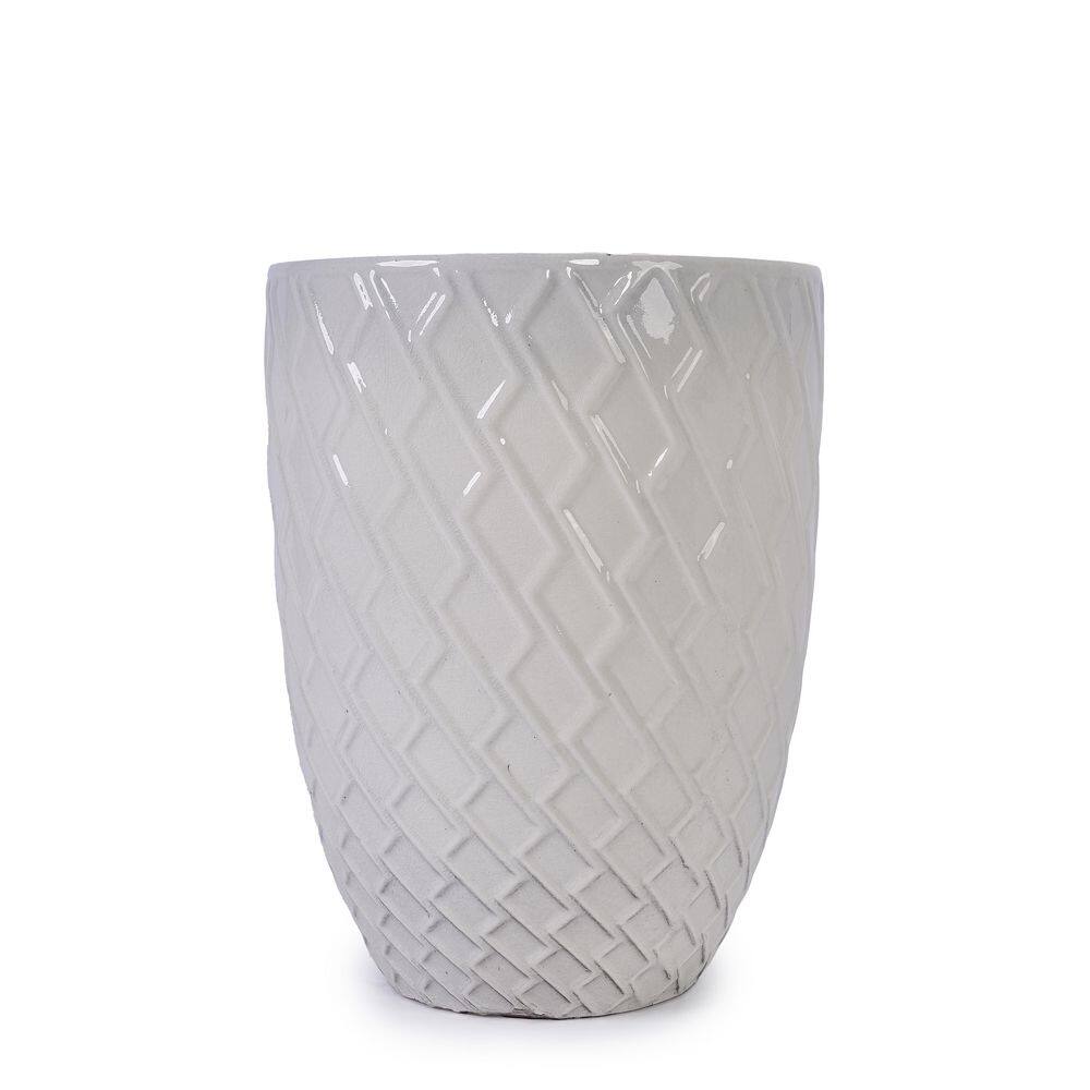 Milk White Ceramic Flowerpot, Indoor Ceramic Sleek Design Oval Planter ...