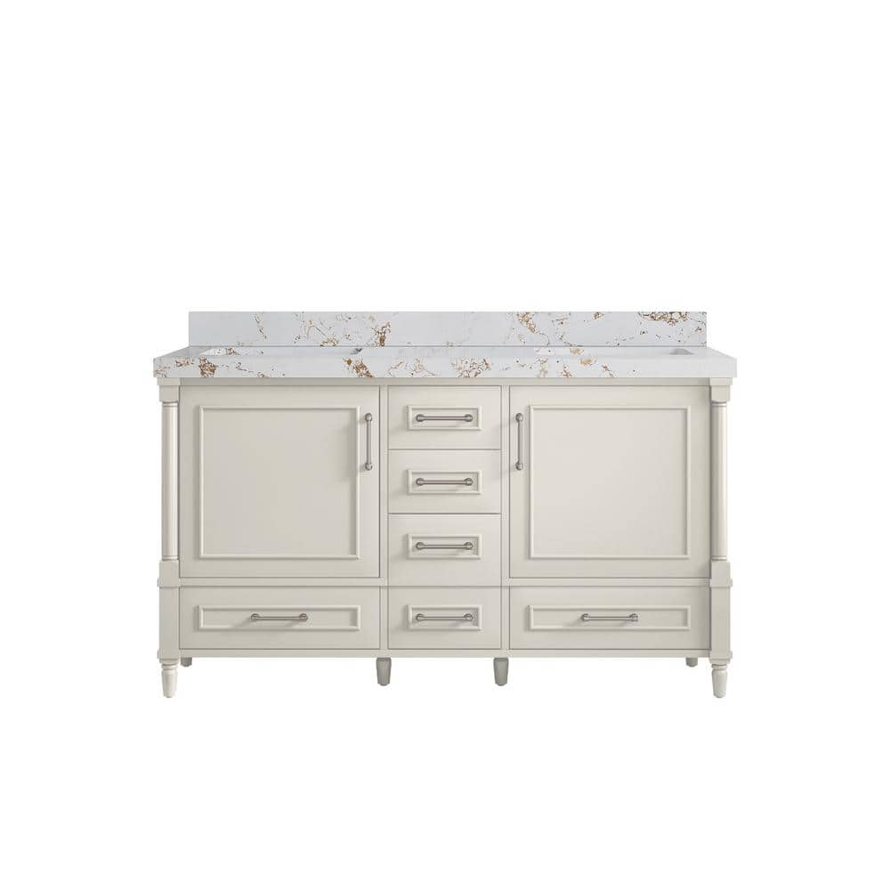 Willow Collections Hudson 60 in. Double Sink Freestanding Alabaster ...