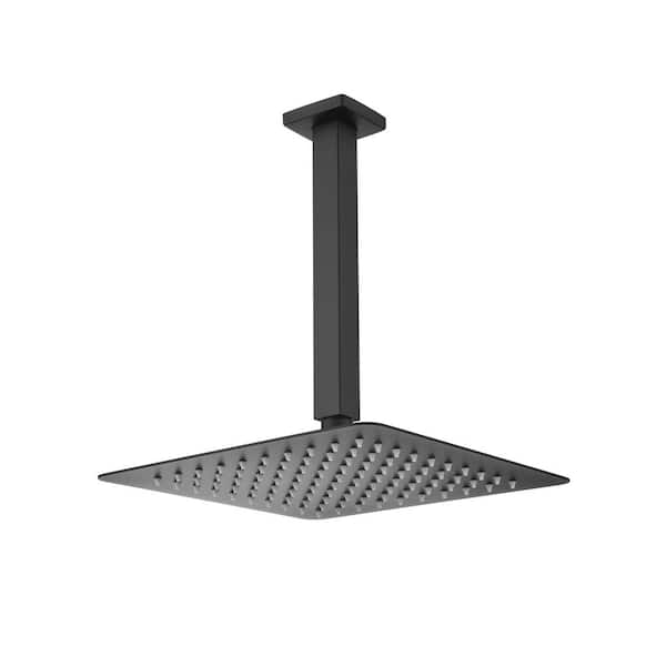 1-Spray Patterns with 1.8 GPM 7 in. Wall Mount Rain Fixed Shower Head in Matte Black AC-141 ...