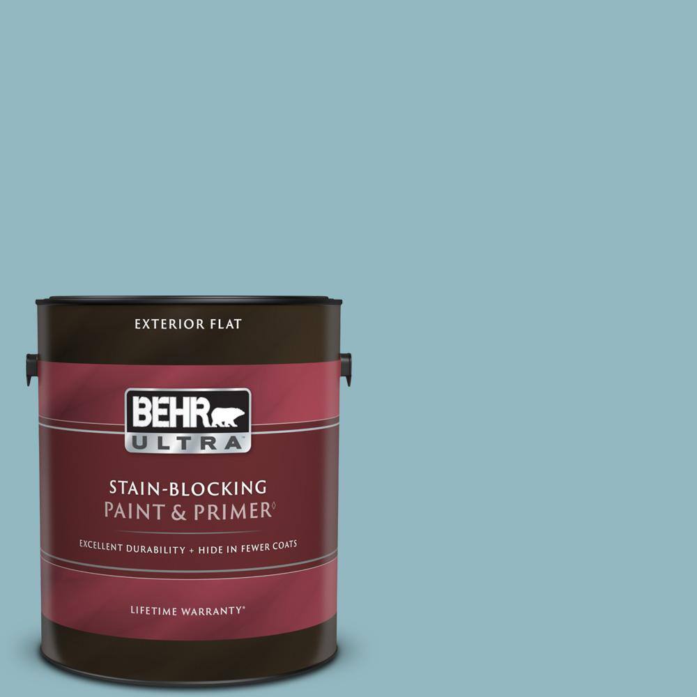 BEHR ULTRA 1 gal. #PPU13-09 Tahoe Blue Flat Exterior Paint & Primer ...