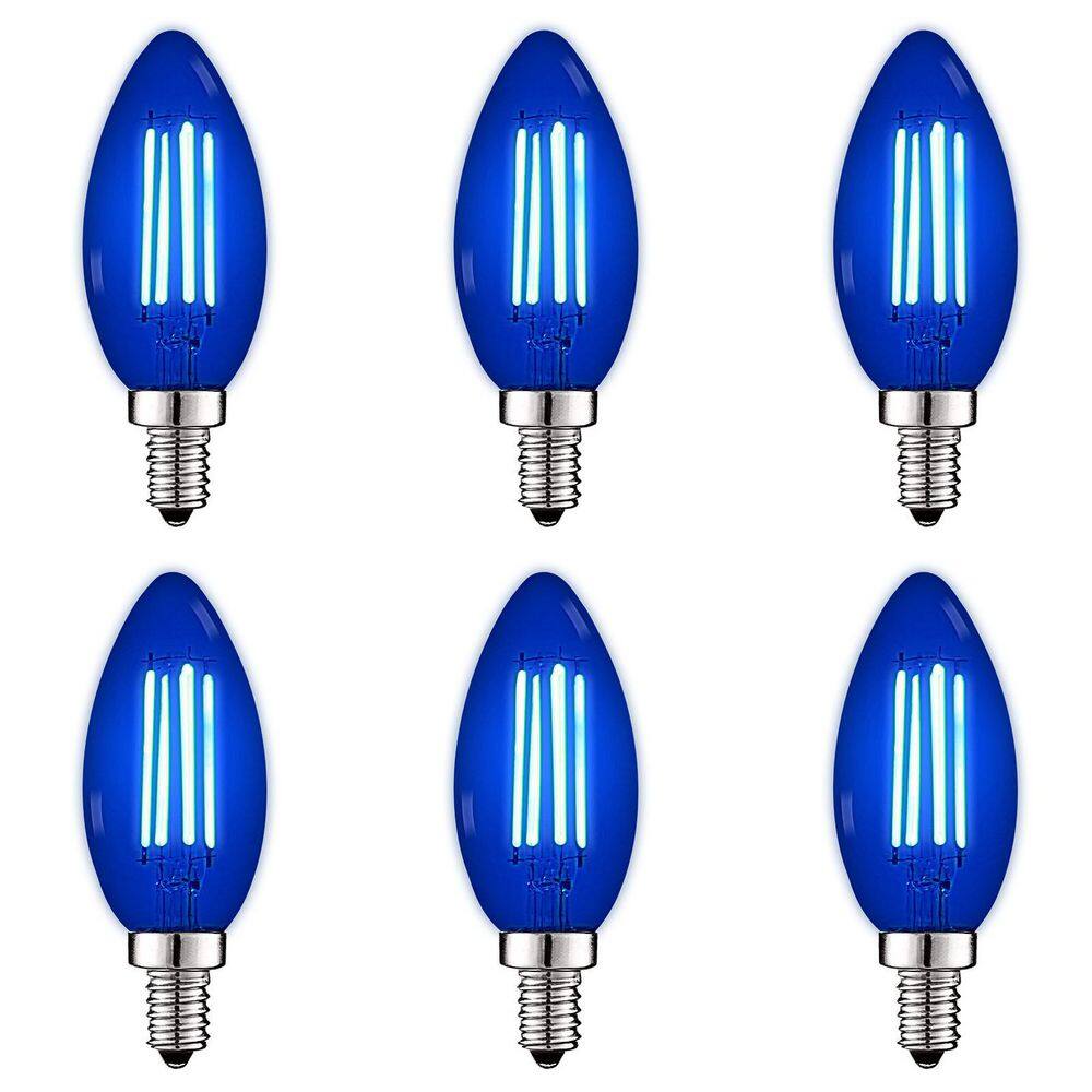 LUXRITE 40-Watt Equivalent LED Blue Light Bulb, 4.5-Watt, Colored Glass ...
