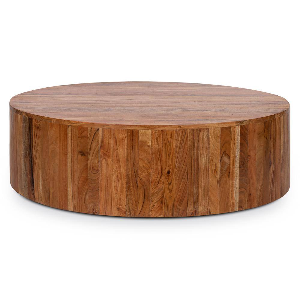 Poly and Bark Acacia 37 in. Natural Round Acacia Wood Coffee Table with ...