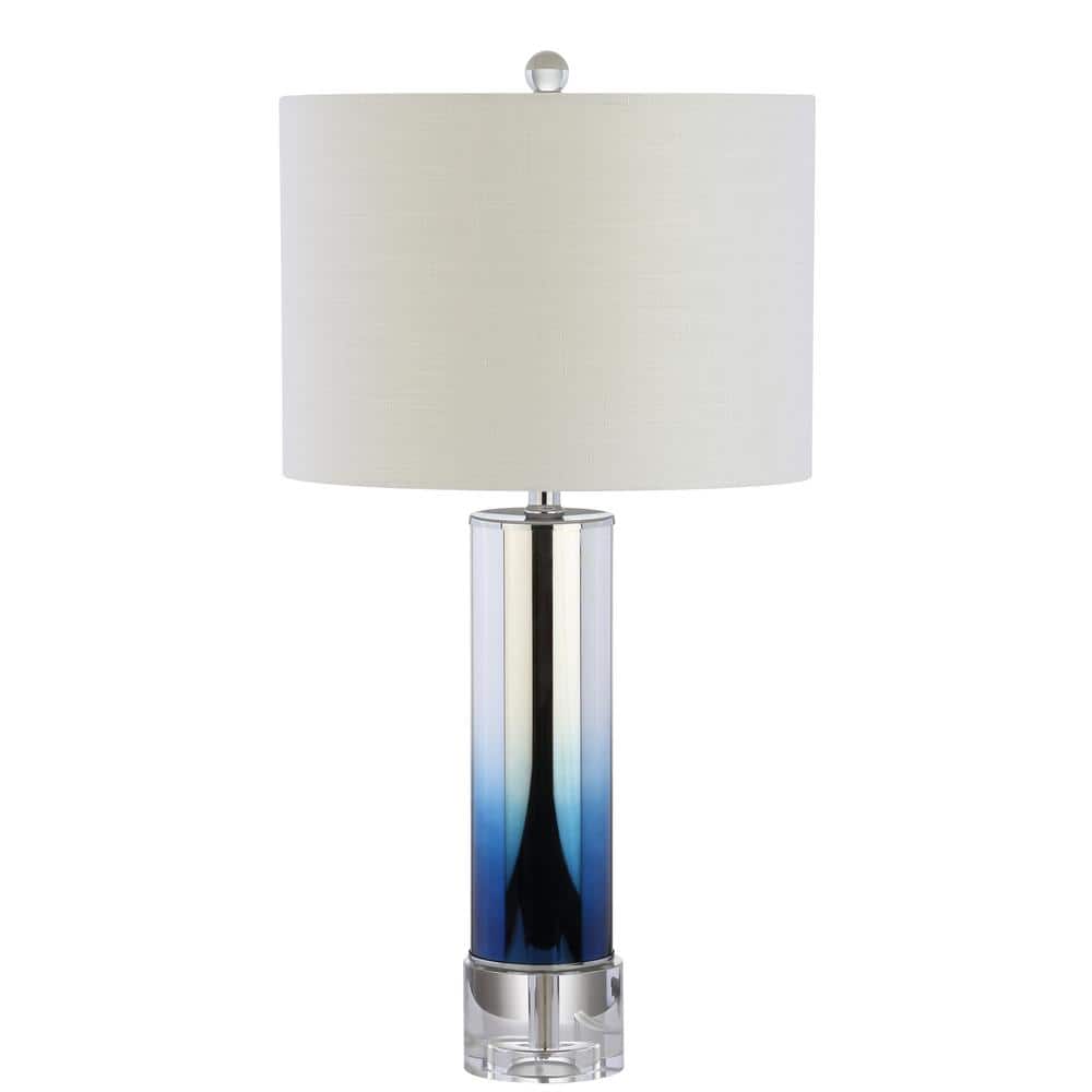JONATHAN Y Edward 27 in. Blue Glass/Crystal LED Table Lamp JYL1069A ...