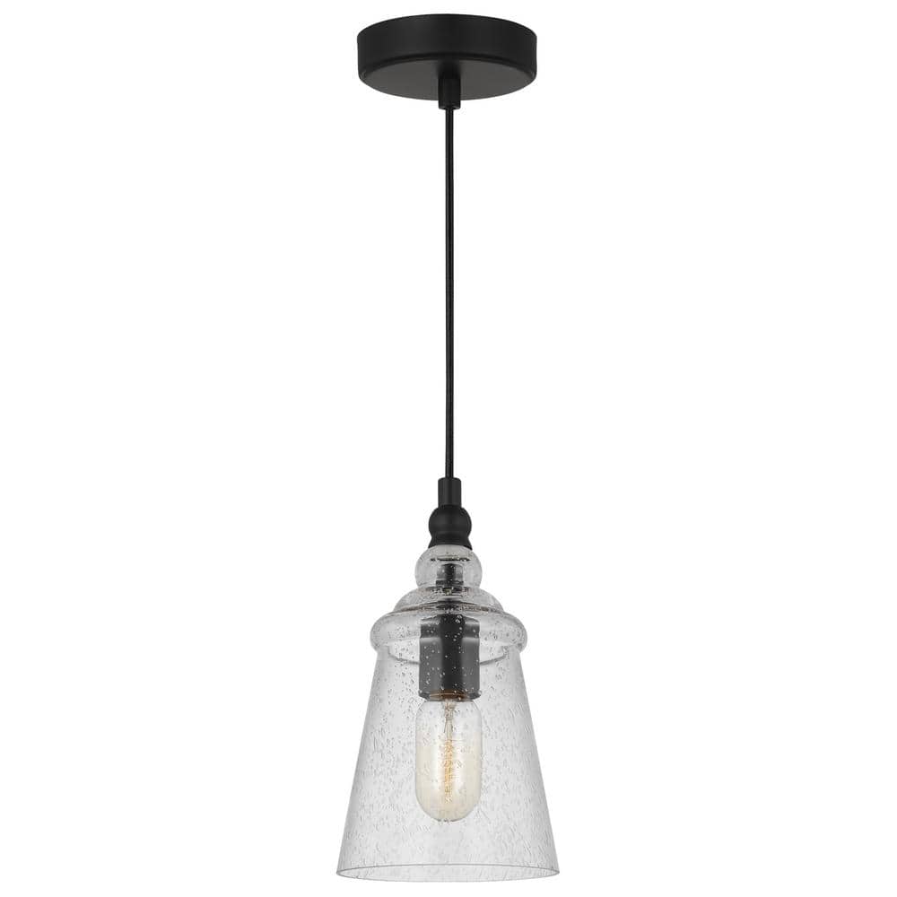 Generation Lighting Loras 5.75 in. 1-Light Midnight Black Mini- Pendant ...