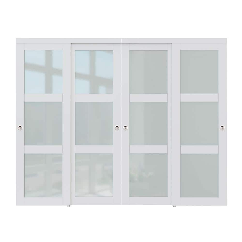 Reviews for EH PUERTA 96 in. x 96 in. 3 Lites Frosted Glass Finished ...