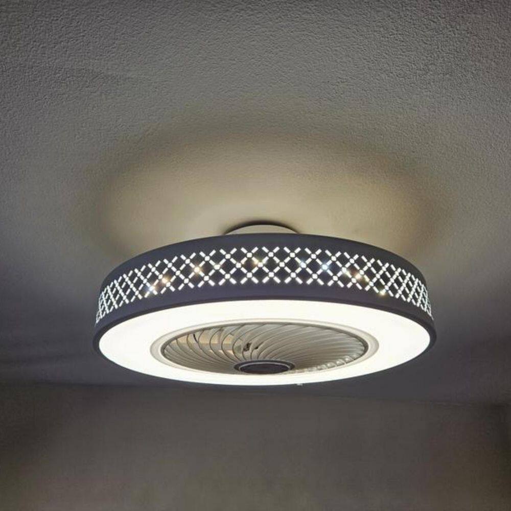 OUKANING 20.4 in. Round White Indoor Integrated LED Ceiling Fan with ...