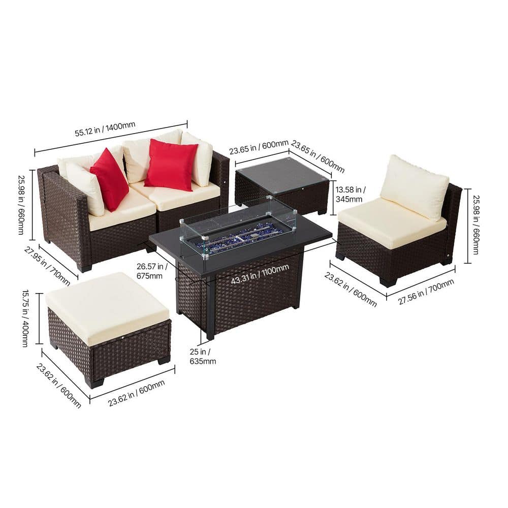 Reviews for VEVOR 6-Piece Outdoor Patio Furniture Set, Wicker Rattan ...
