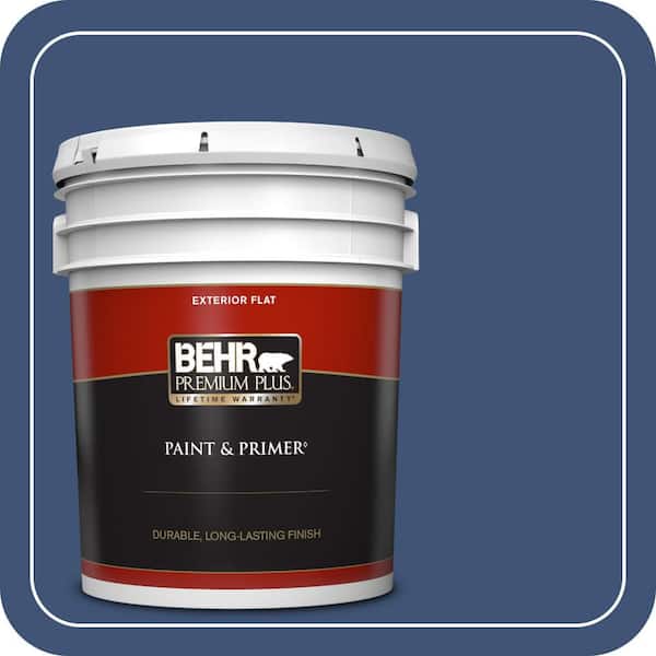 BEHR PREMIUM PLUS 5 gal. #600D-7 Daring Indigo Flat Exterior Paint ...