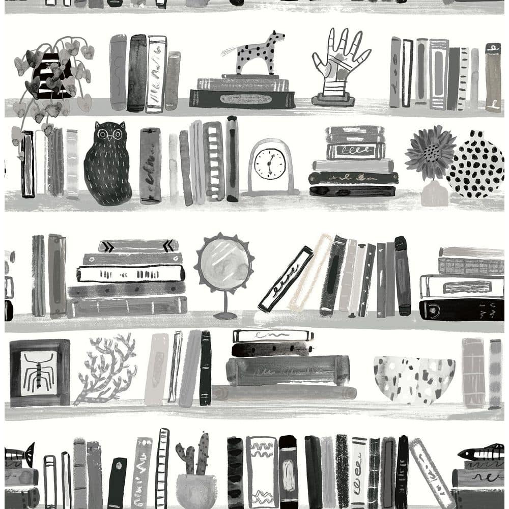 NuWallpaper Painterly Black Shelf Stories Novelty Peel and Stick ...