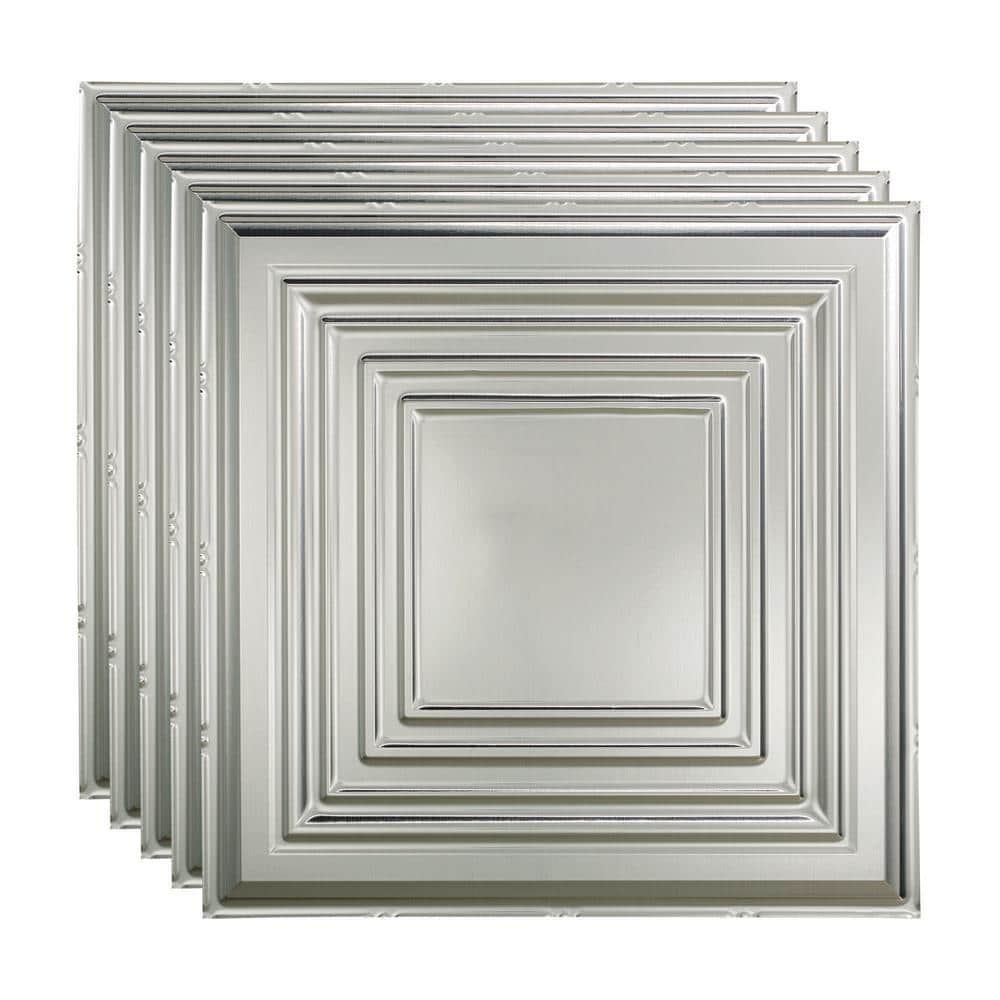 Fasade Traditional #3 2 ft. x 2 ft. Brushed Aluminum Lay-In Vinyl ...