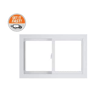 TAFCO WINDOWS 48 in. x 24 in. White Left-Hand Single-Pane Vinyl Sliding ...
