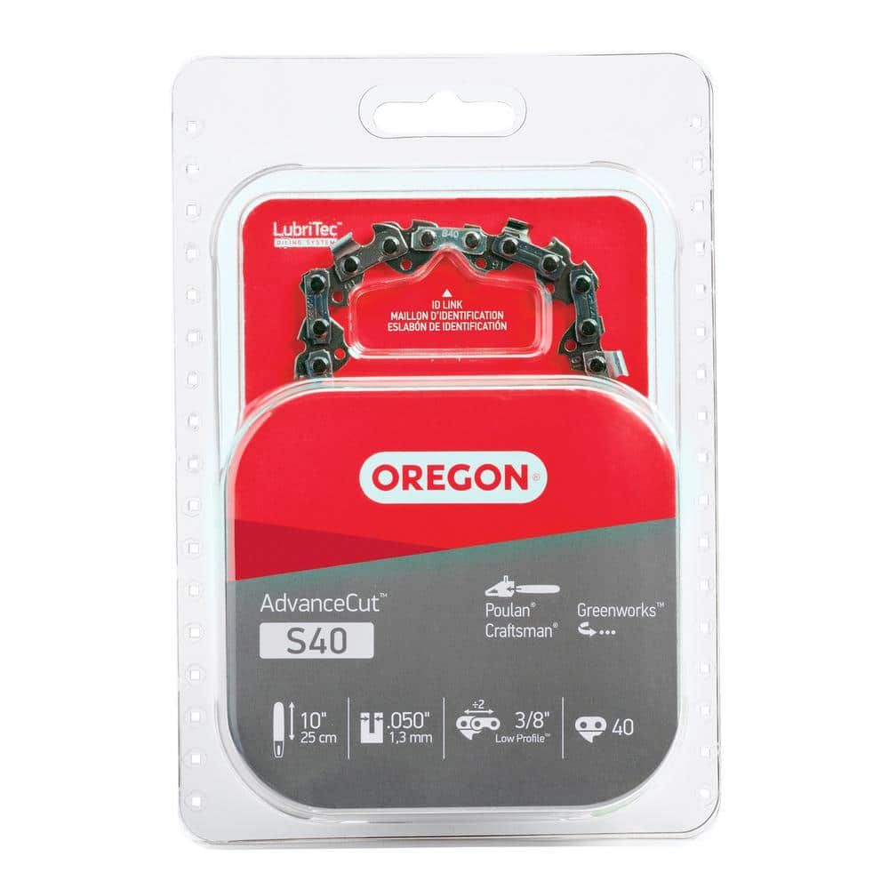 Oregon S40 Chainsaw Chain for 10 in. Bar Fits Echo, Craftsman, Poulan ...