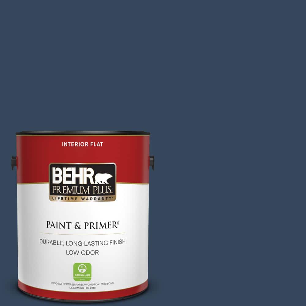 BEHR PREMIUM PLUS 1 gal. #MQ5-54 Compass Blue Flat Low Odor Interior ...