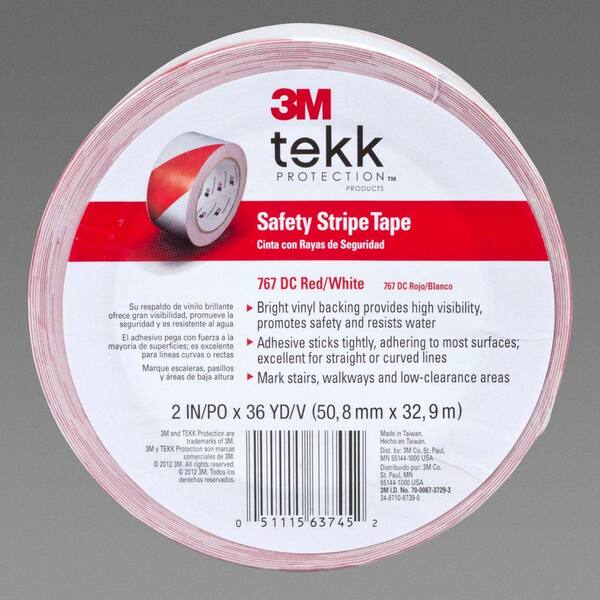 3M 2 in. x 36 yd. Red and White Safety Stripe Tape 767DC - The Home Depot