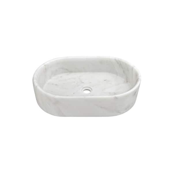 CASAINC Carrara Gray Marble Vessel Bathroom Sink 23.6 in. x 15.7 in ...