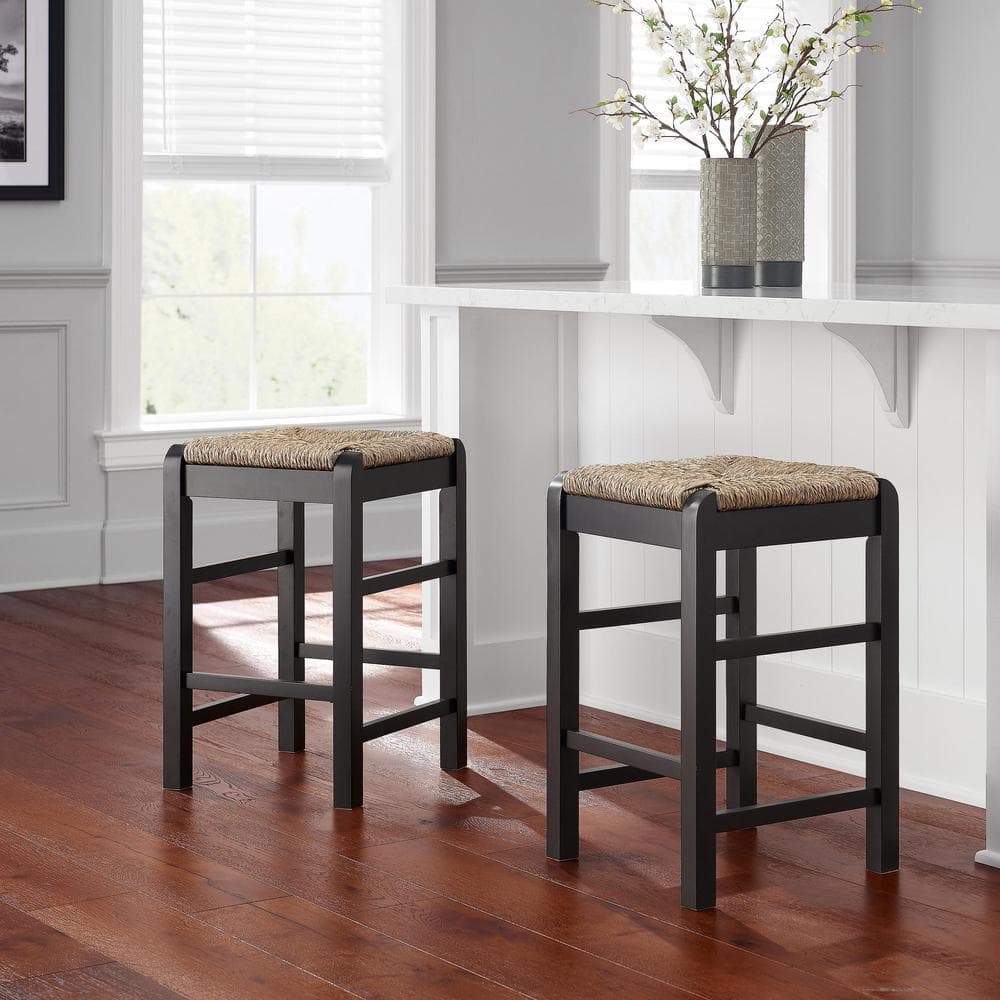 Home Decorators Collection Dorsey Charcoal Black Backless Wood Counter ...