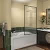 Xspracer Ashpy 33 in. W x 58 in. H Fixed Tub Door in Black with Rain ...