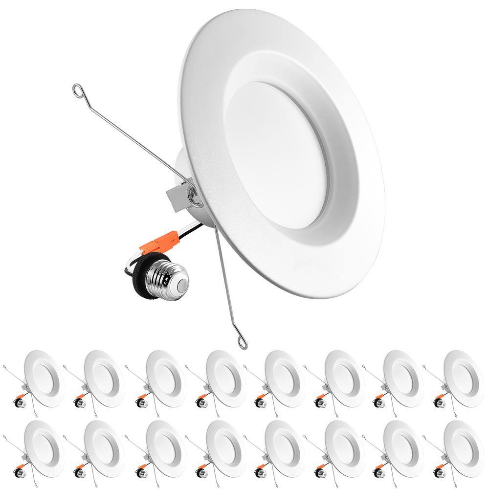 LUXRITE 5/6 in. Can Light 14W to 90W 5-Color Selectable Dimmable Smooth ...