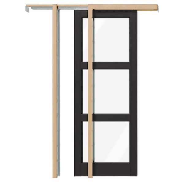 Reviews for TENONER 60 in. x 80 in. 5 Lite Frosted Tempered Glass Black ...