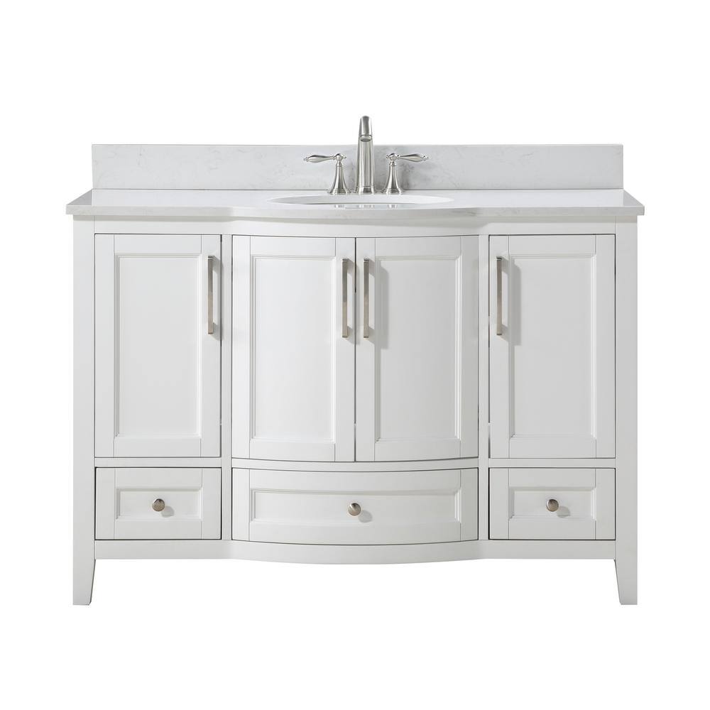 Runfine Harper 48 in. W x 22 in. D x 34 in. H Bath Vanity in white with ...